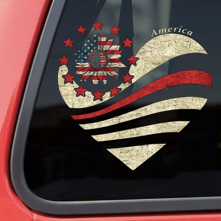 American Pride Vintage Color Heart Car Sticker NHD – Designfullprint