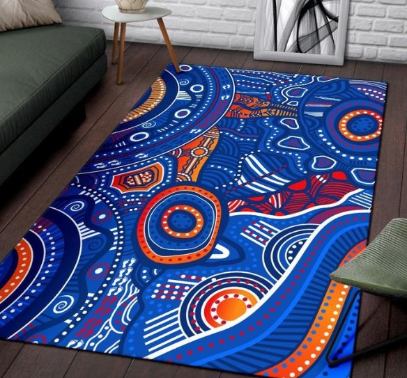 Aboriginal Australia Indigenous Footprint Patterns Blue Color Art Rug ...