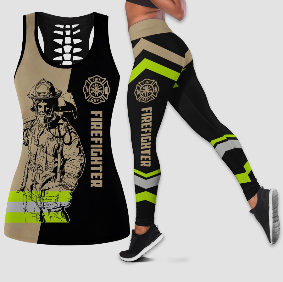 Firefighter Gift Firefighter Tank Top And Leggings Set HX – Designfullprint