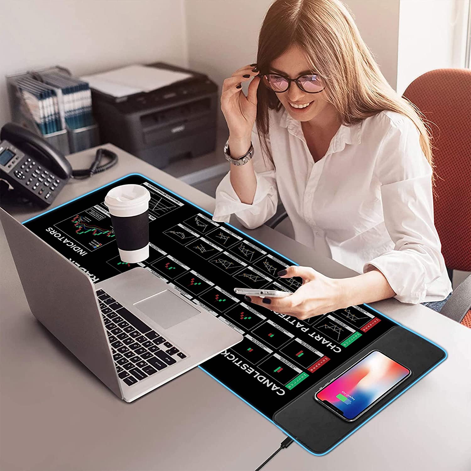 Stock Market Day Trader Led Wireless Charging Mouse Pad, Crypto Gift ...