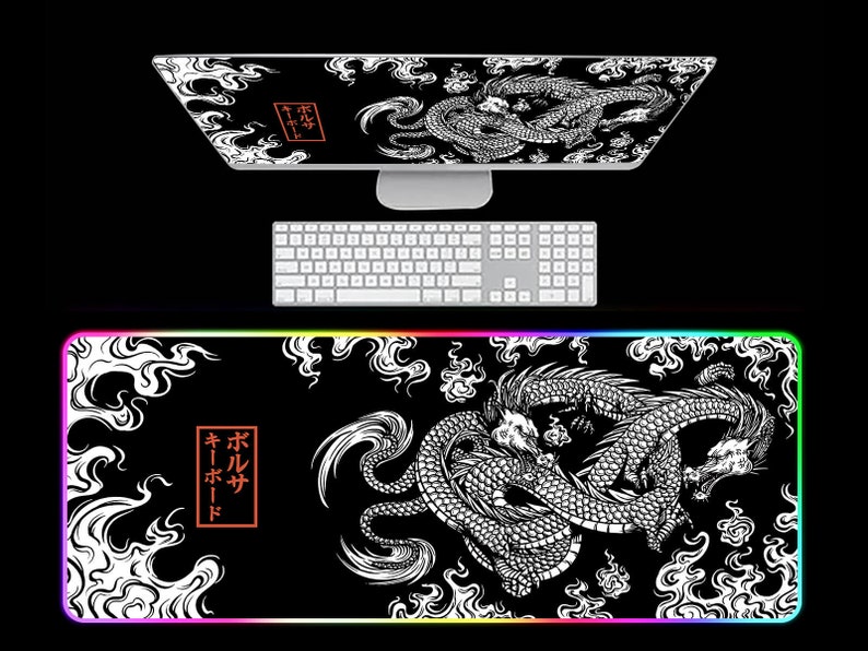 Oriental Japanese Dragon Japanese RGB Led Mouse pad Gaming, Anime Gifts ...
