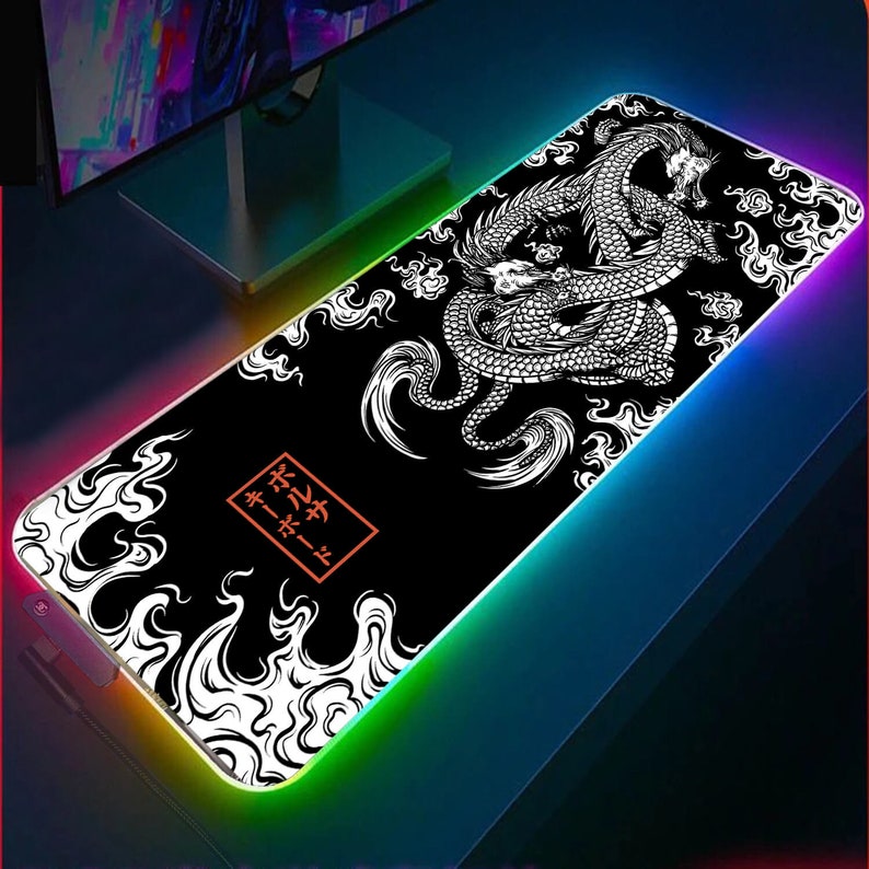 Oriental Japanese Dragon Japanese RGB Led Mouse pad Gaming, Anime Gifts ...