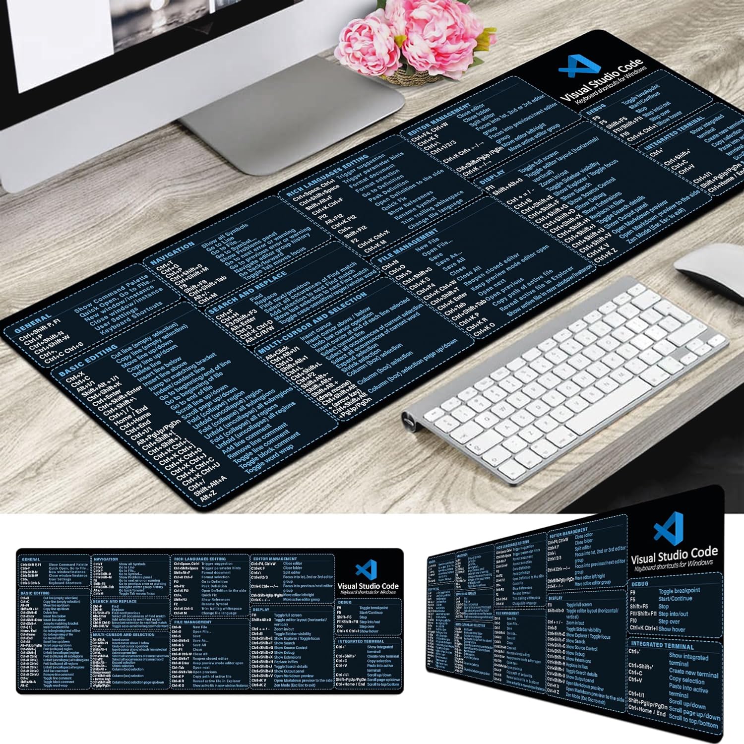 Visual Studio Code Shortcuts Mouse mat Mouse Pad, Office Supplies ...