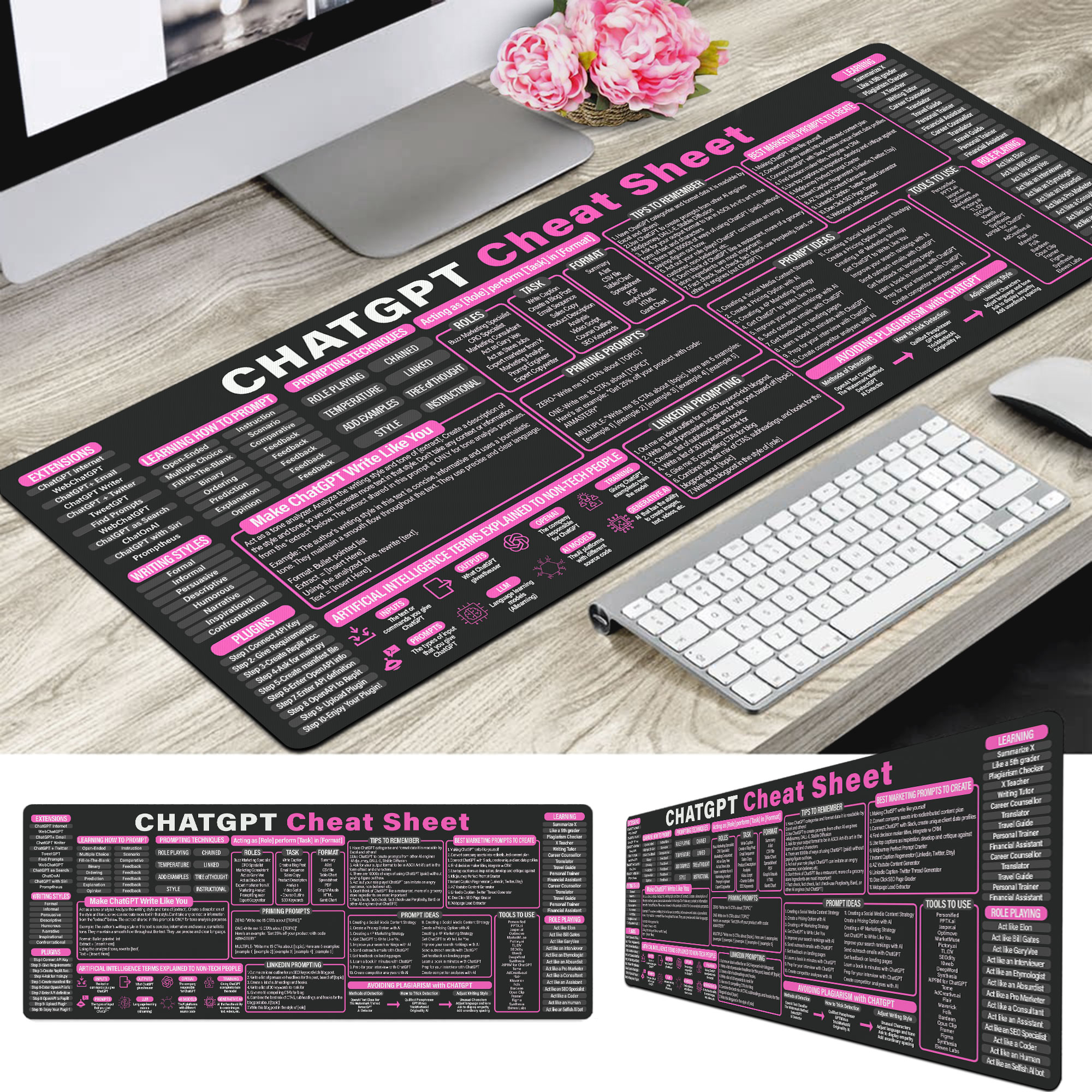 Chat Gpt Cheat Sheet For Designer Mouse Pad Programmer Hacker Unique