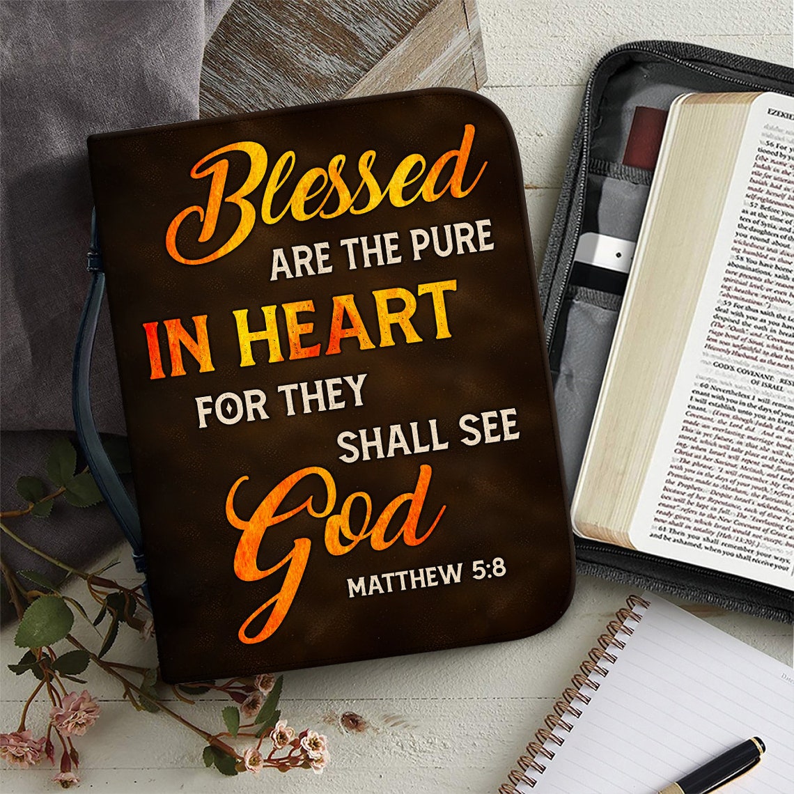 Blessed Are the Pure in Heart For They Shall See God Leather Bible ...