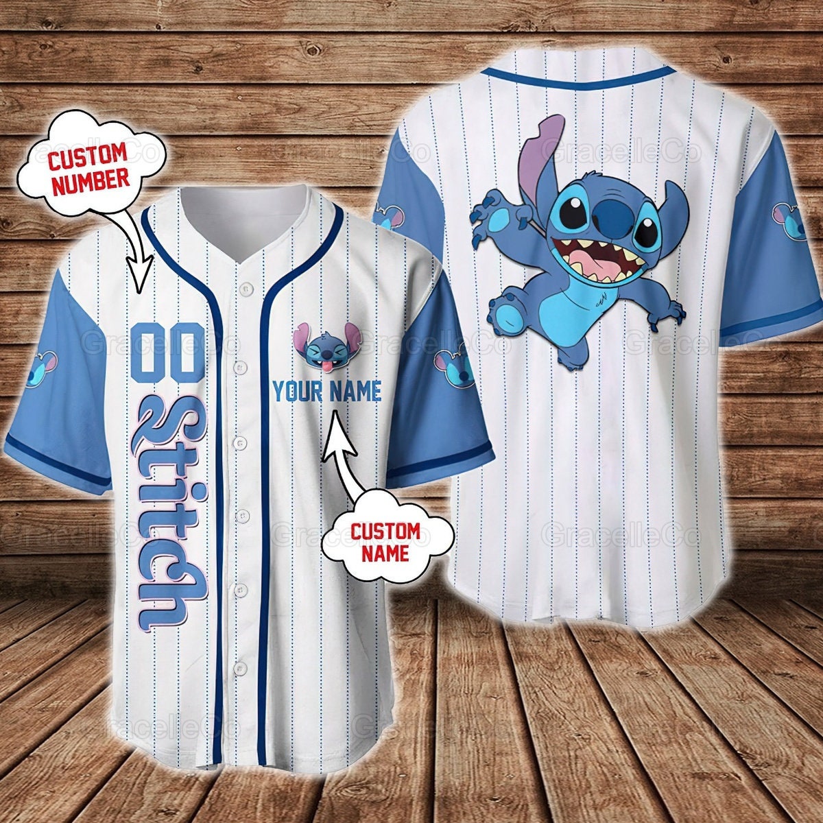 Personalized Disney Stitch Baseball Jersey Shirt, Custom Stitch Jersey ...