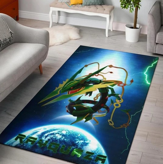 Rayquaza Ultra Universe Blue Pokemon Rug HG Home Decor – Designfullprint