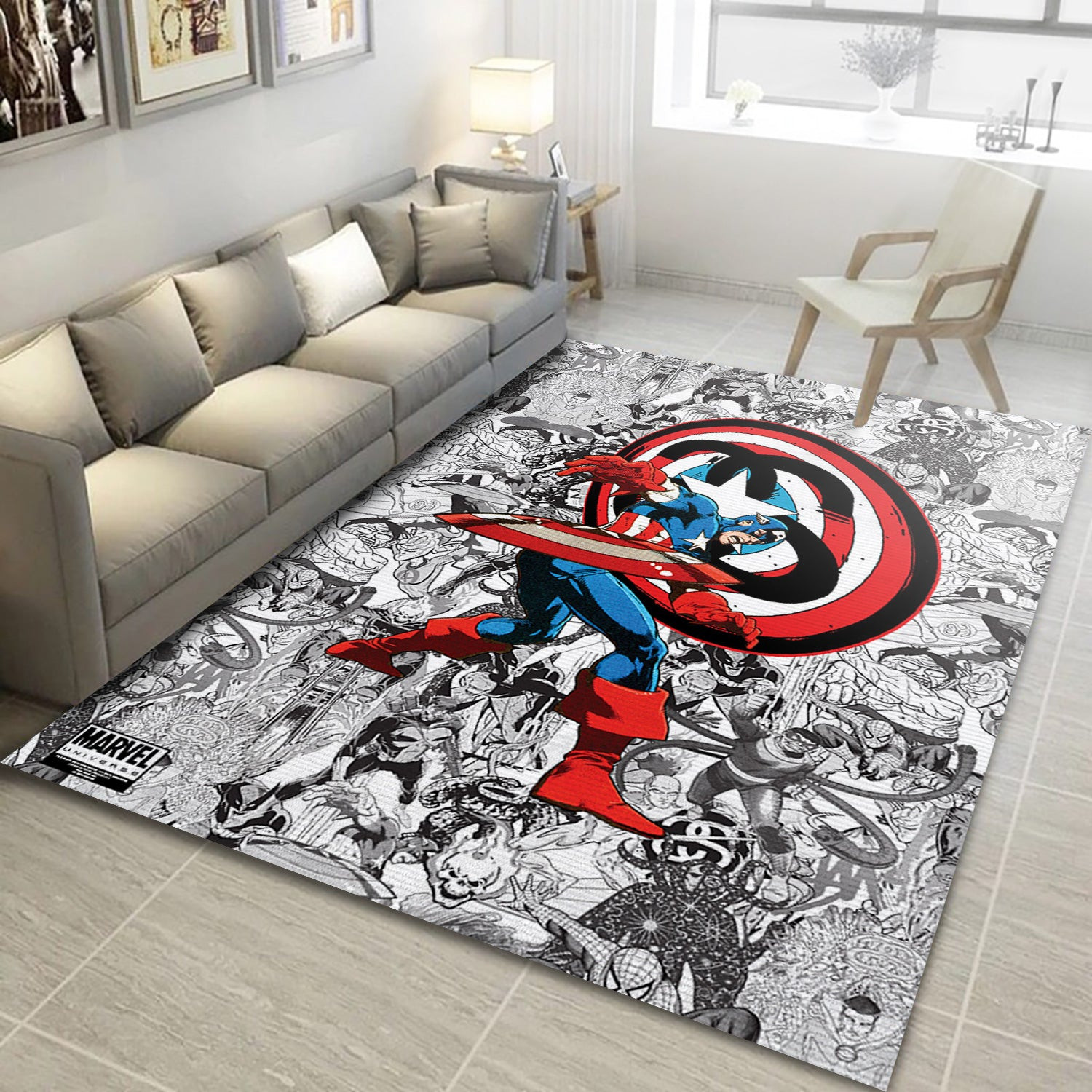 Captain America Comic Ver1 Area Rug, Bedroom Rug Home US Decor Indoor ...