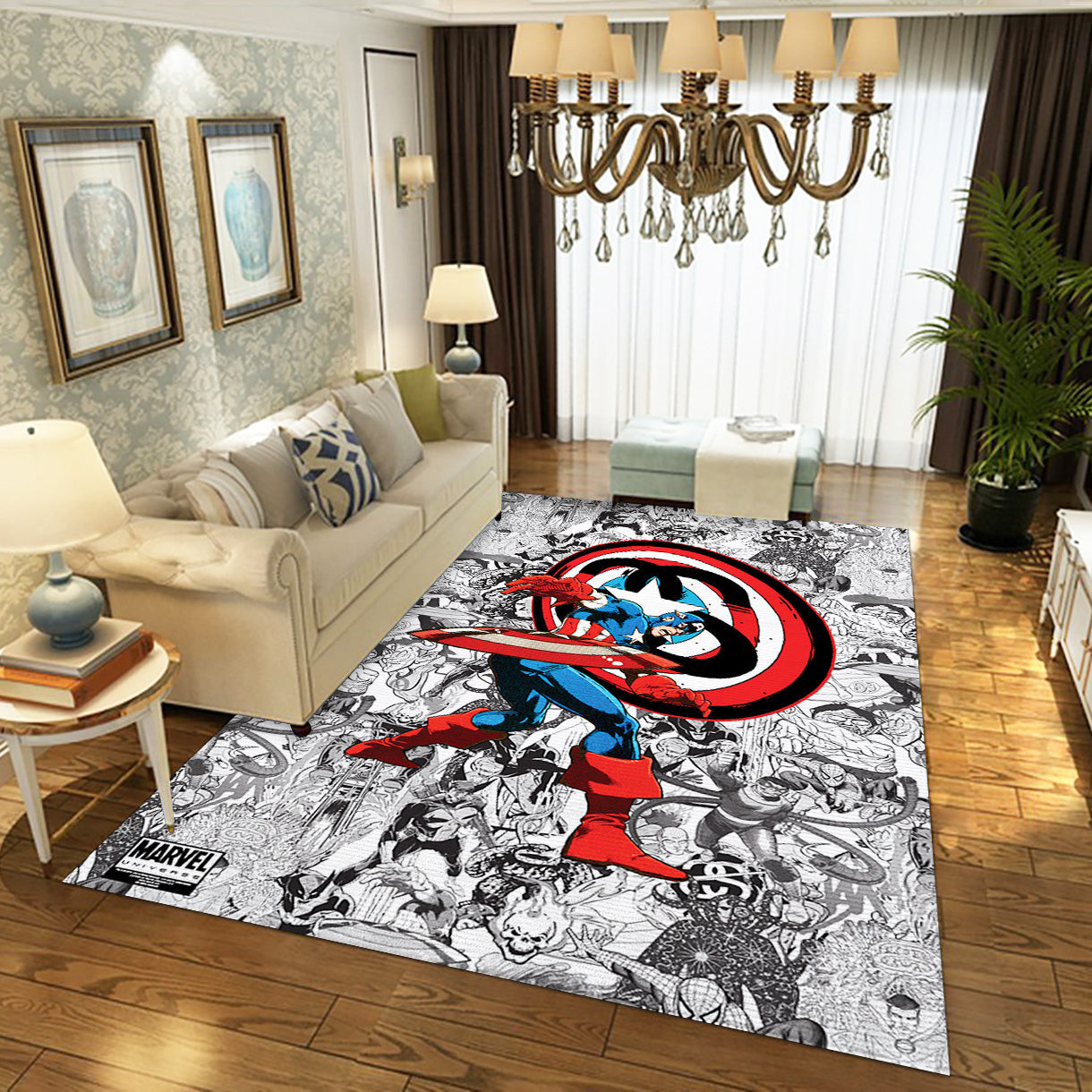 Captain America Comic Ver1 Area Rug, Bedroom Rug Home US Decor Indoor ...