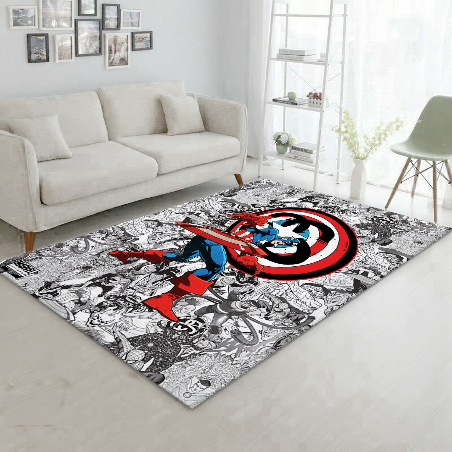 Captain America Comic Ver1 Area Rug, Bedroom Rug Home US Decor Indoor ...