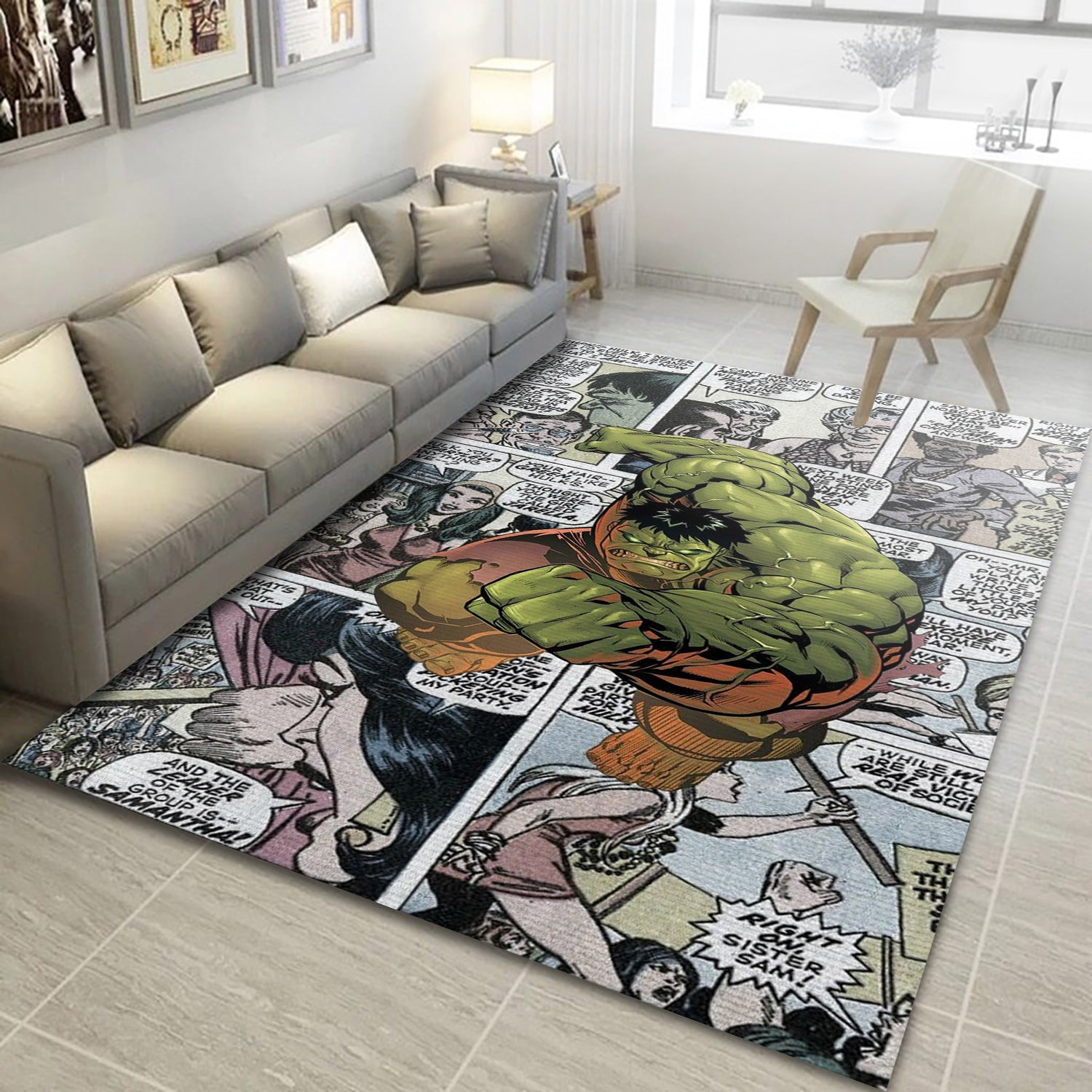 Hulk Comic Area Rug, Living Room And Bedroom Rug Floor Decor Indoor ...