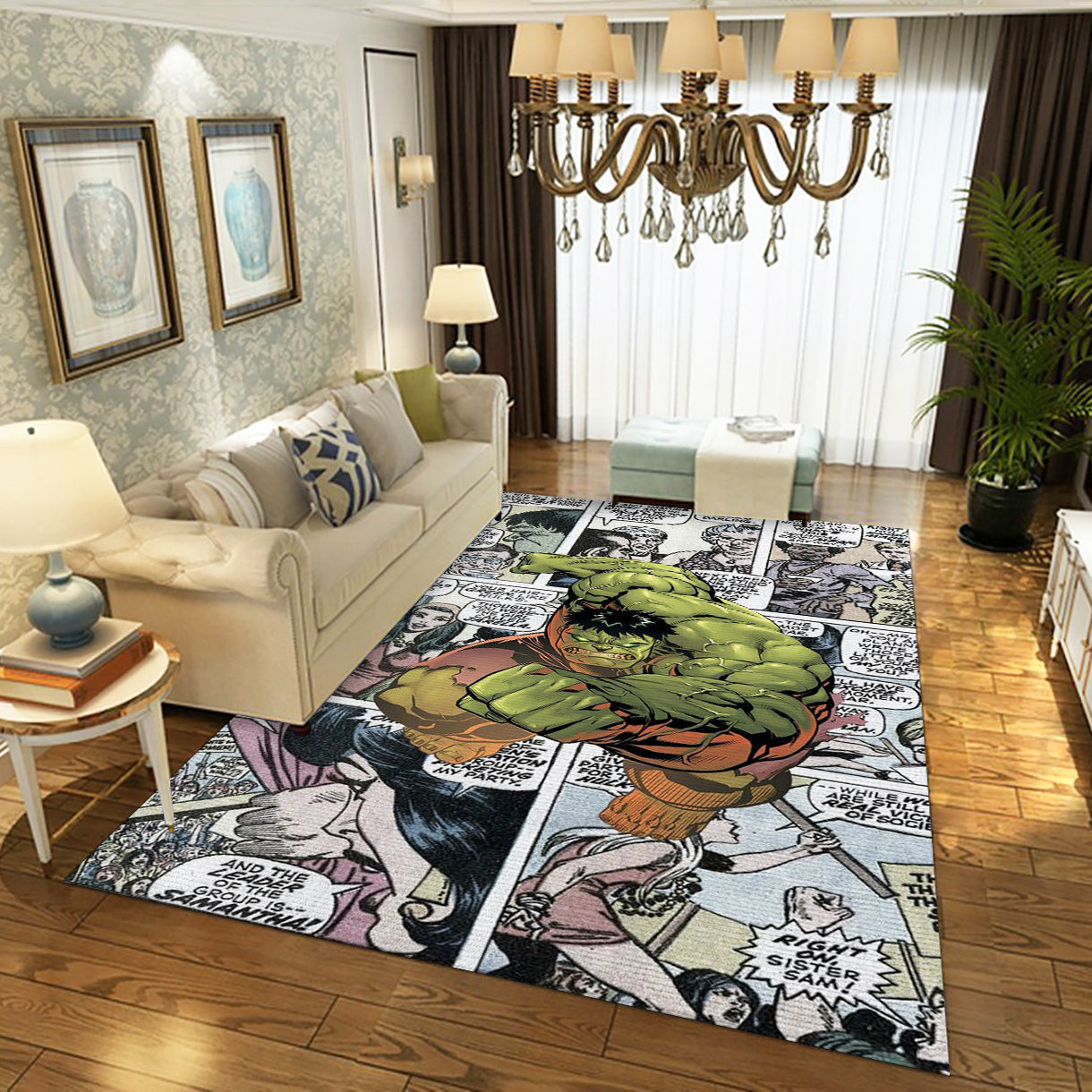 Hulk Comic Area Rug, Living Room And Bedroom Rug Floor Decor Indoor ...