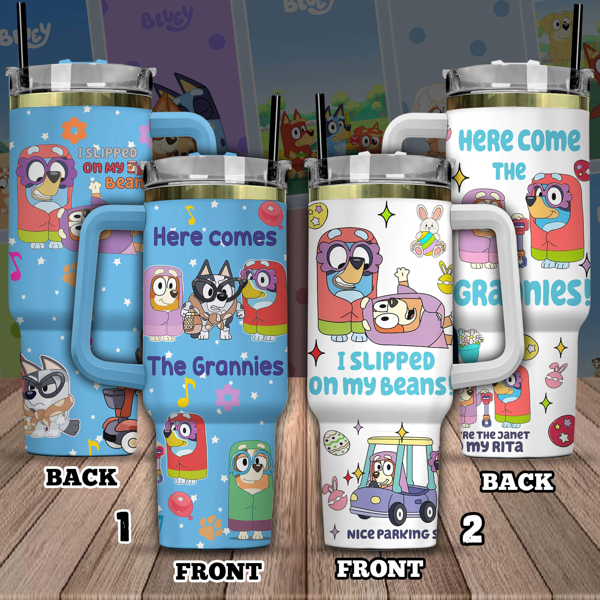 Combo 2 of Slipped on My Bean Blu3y and Bingo x Here Come The Grannies ...