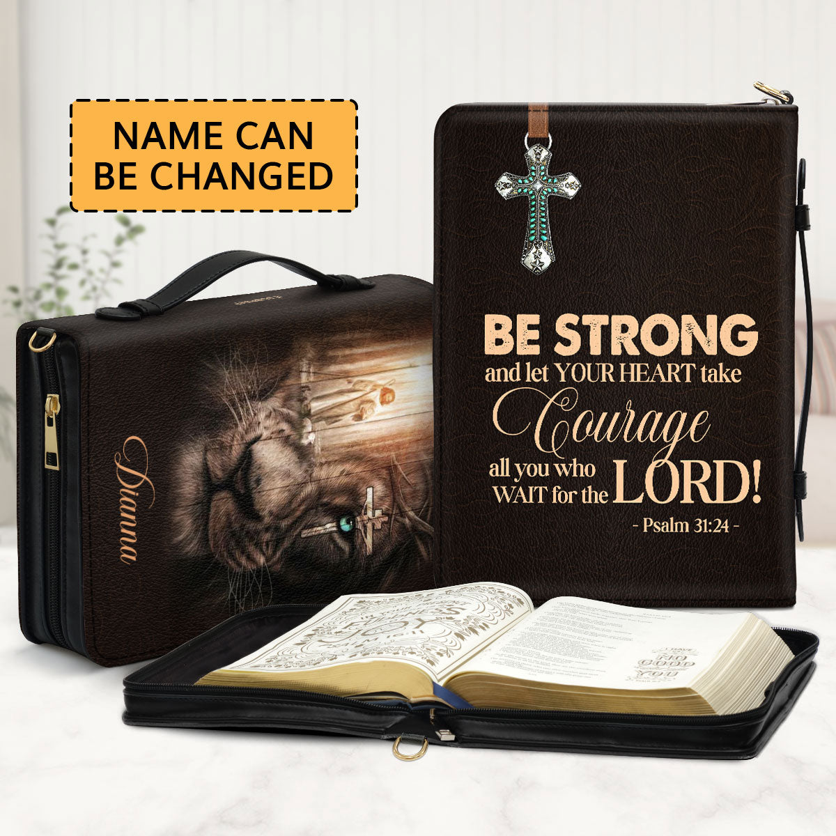 Zippered Bible Cover HG | Personalized Bible Case With Handle | Worship ...