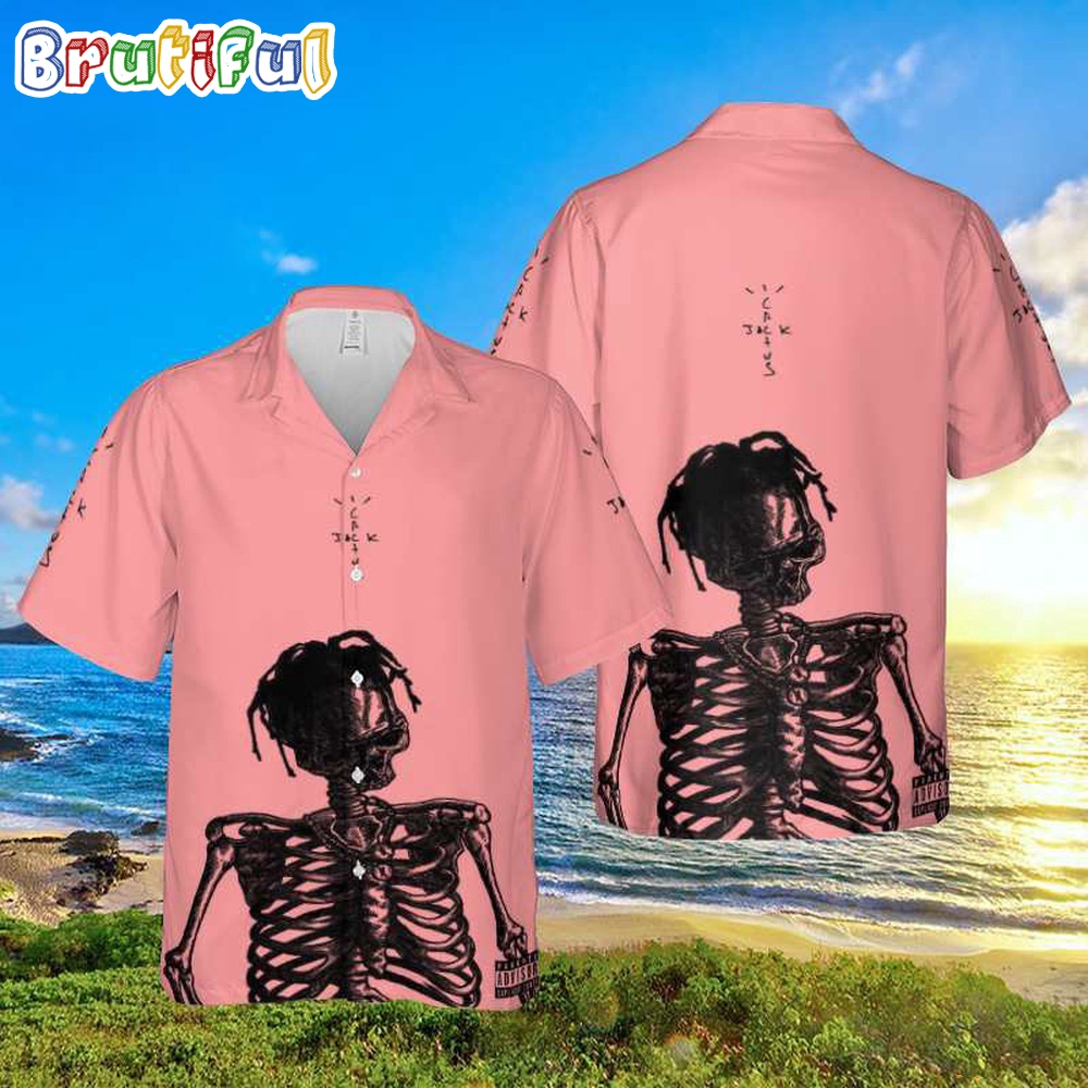 Travis Scott Skull Jack Catus Pink Pastel Color Hawaiian Shirt HG ...
