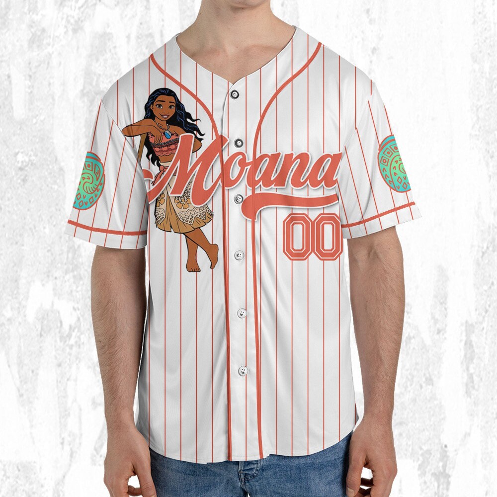 Custom Disney Princess Moana Jersey, Disney Baseball Jersey Shirt ...