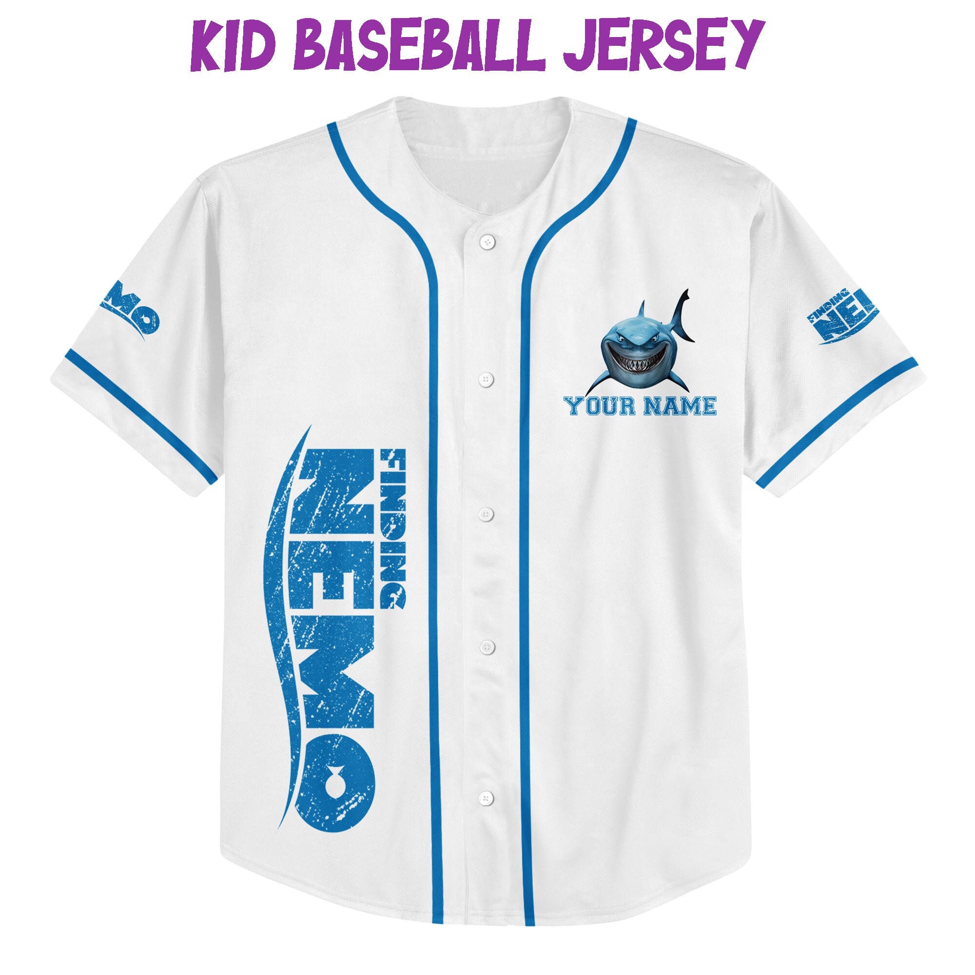 Personalized Disney Finding Nemo Vintage Bruce, Disney Baseball Jersey ...