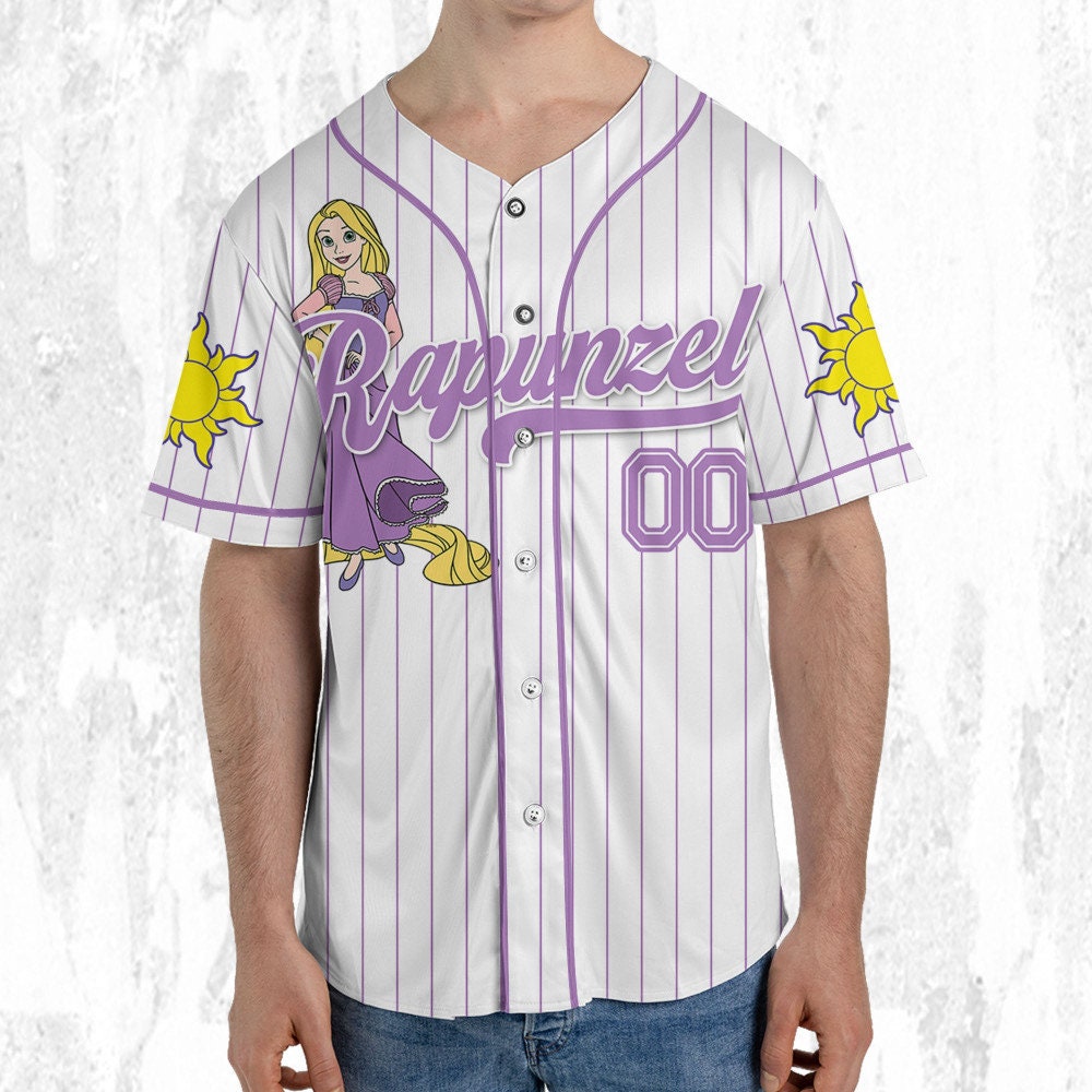 Custom Disney Princess Rapunzel Tangled Jersey, Disney Baseball Jersey ...