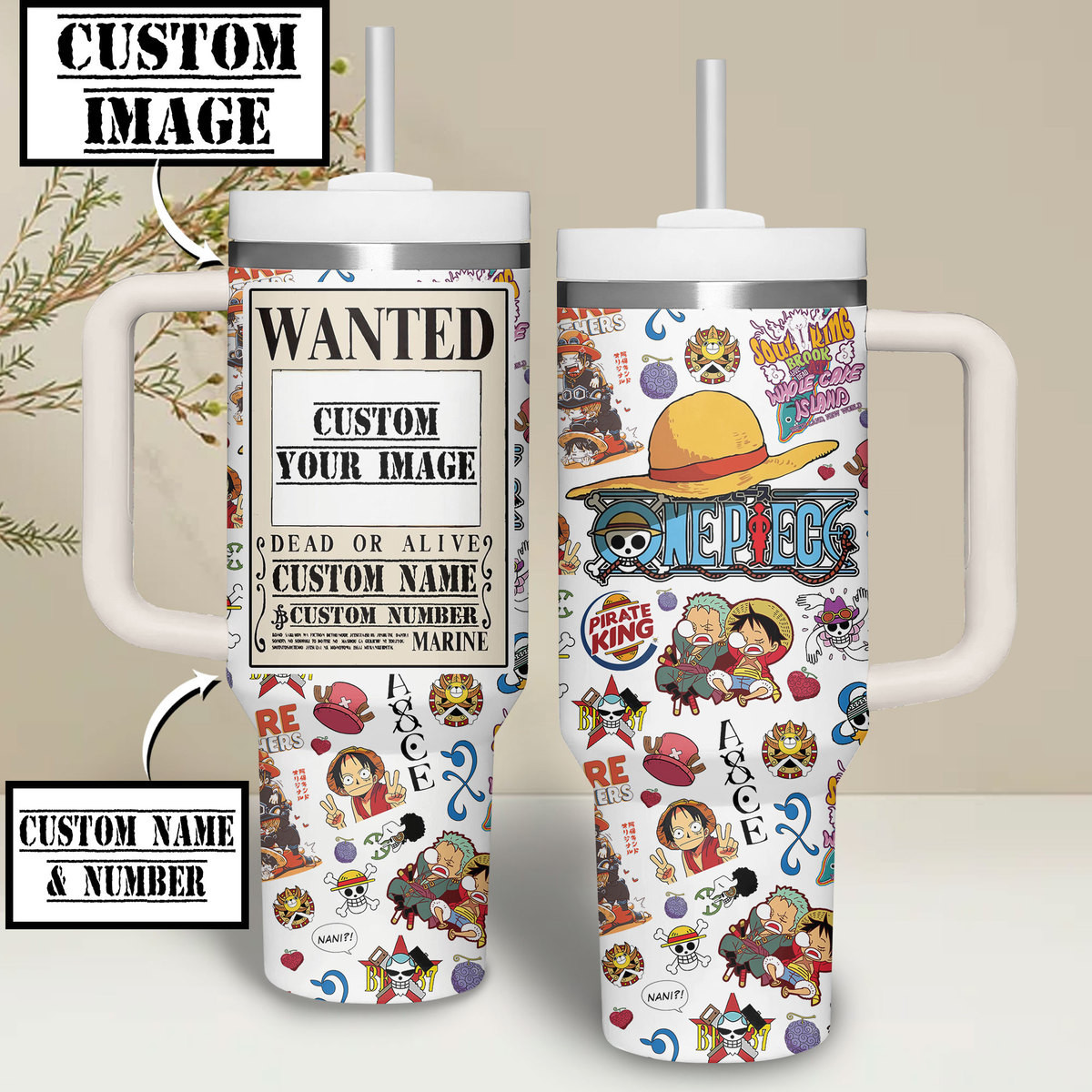 One Piece Cartoon Custom Quencher 40oz Stainless Steel HG – Designfullprint