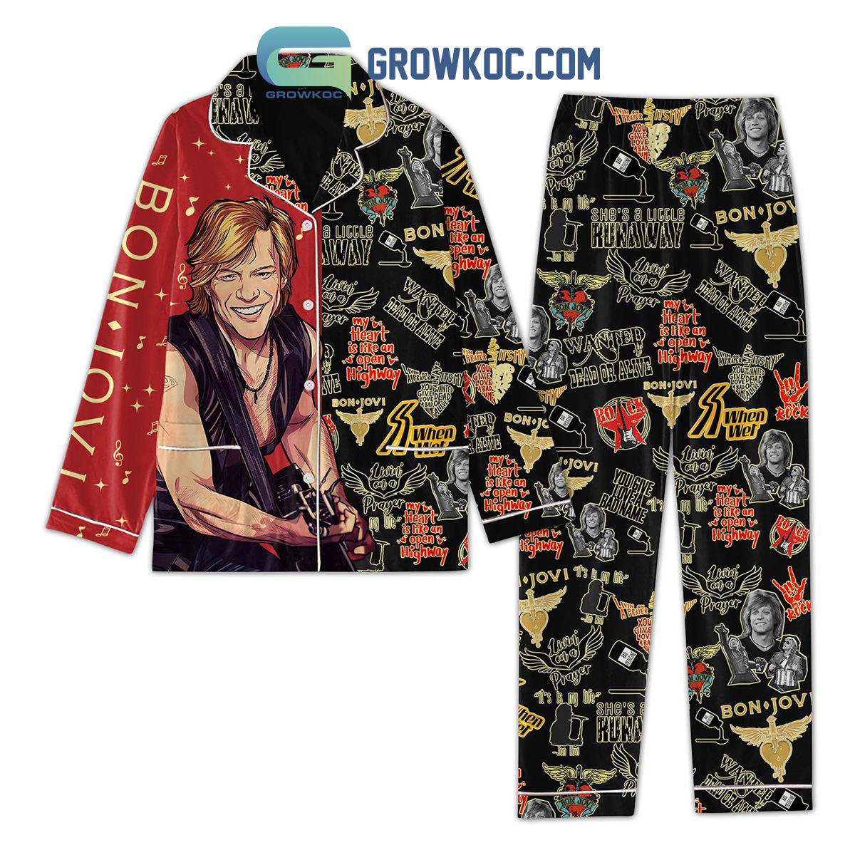 Bon Jovi Rock Give Love A Bad Name Pyjama Pajamas Set NVA – Designfullprint