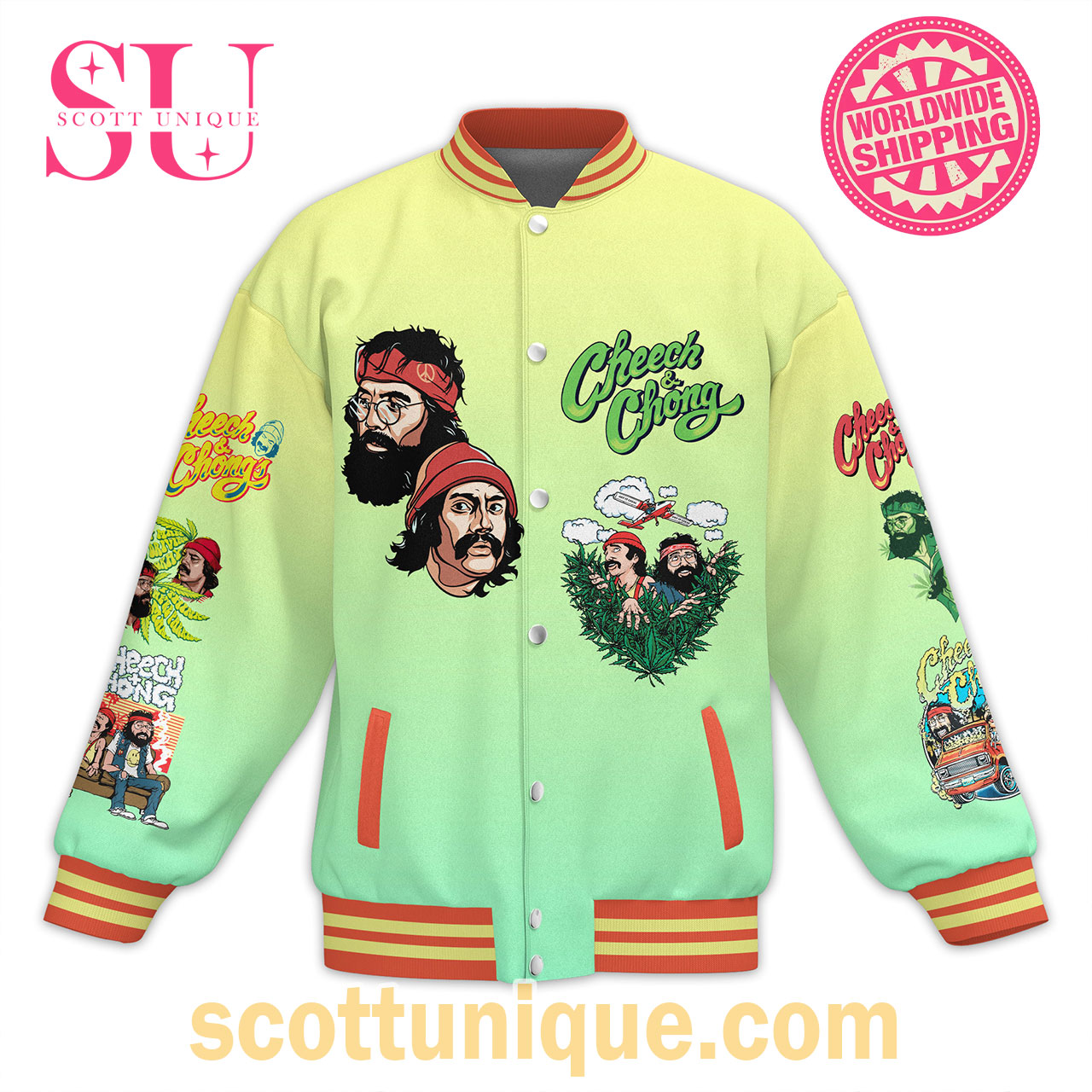 Cheech & Chong Up In Smoke Baseball Jacket HG – Designfullprint