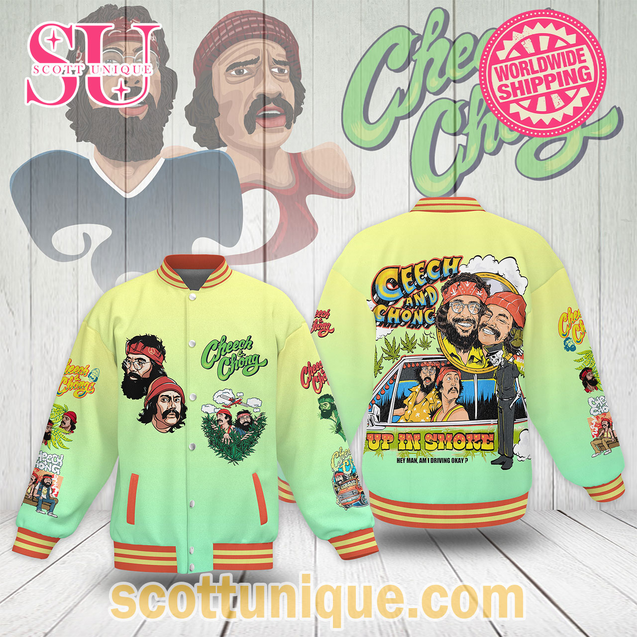 Cheech & Chong Up In Smoke Baseball Jacket HG – Designfullprint