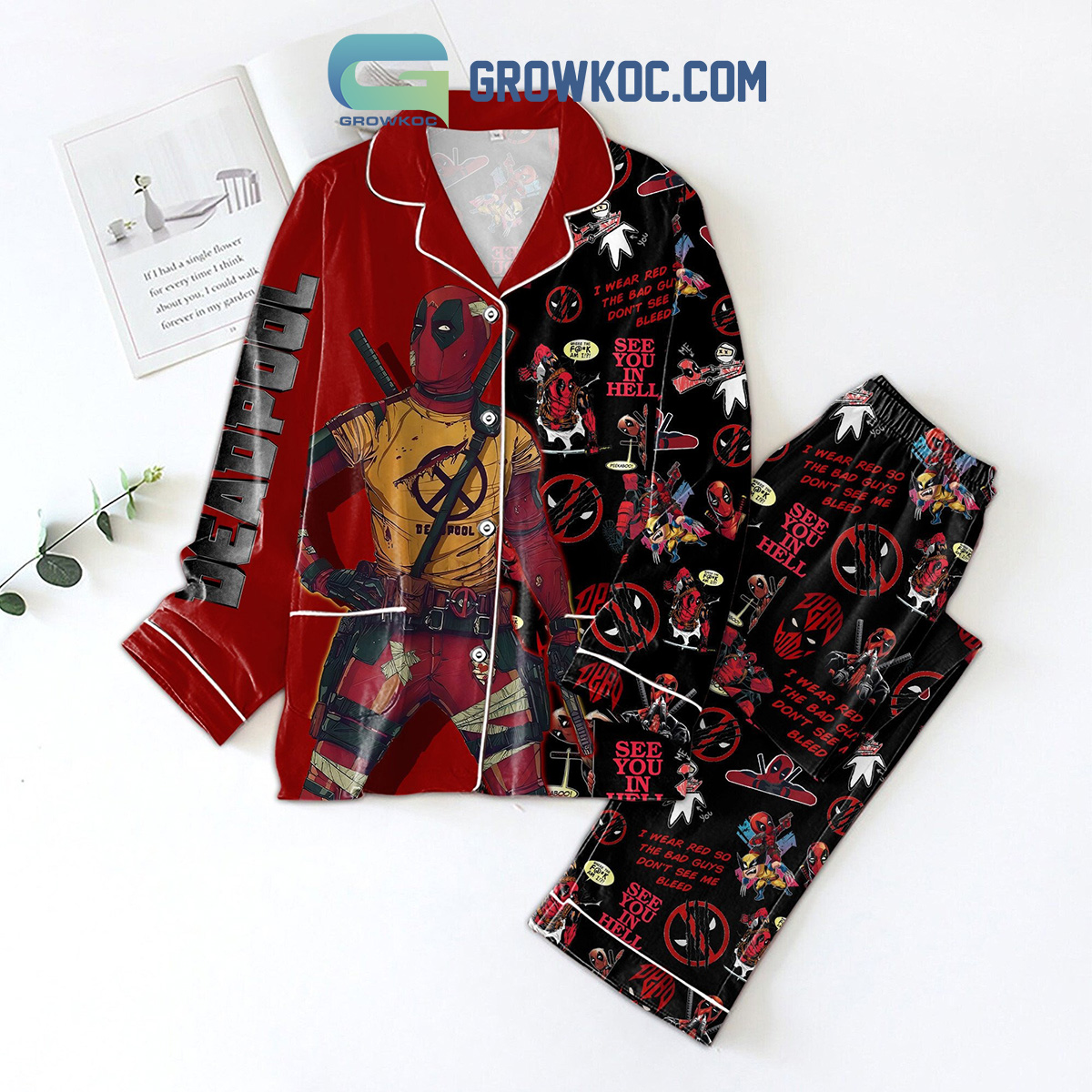 Deadpool See You In Hell Pyjama Pajamas Set NVA Red Design ...