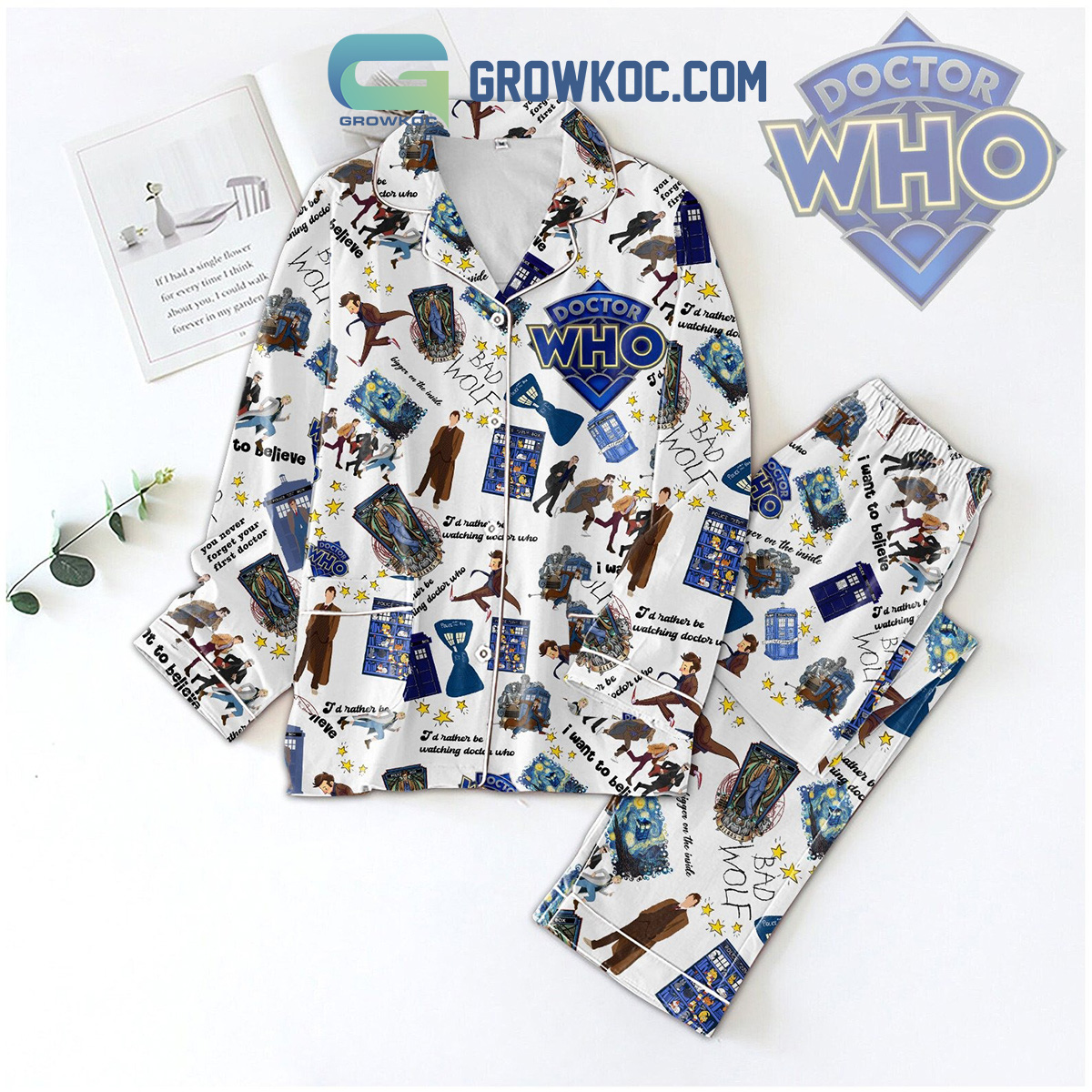 Doctor Who Bad Wolf Pyjama Pajamas Set NVA – Designfullprint