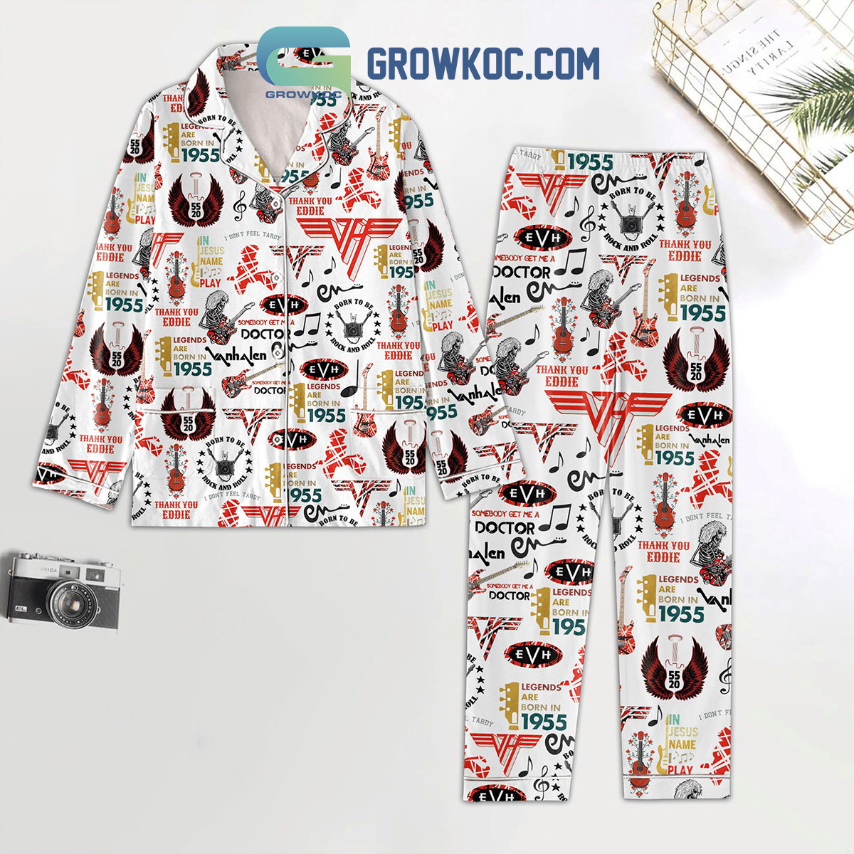 Eddie Van Halen Fan Pyjama Pajamas Set NVA – Designfullprint