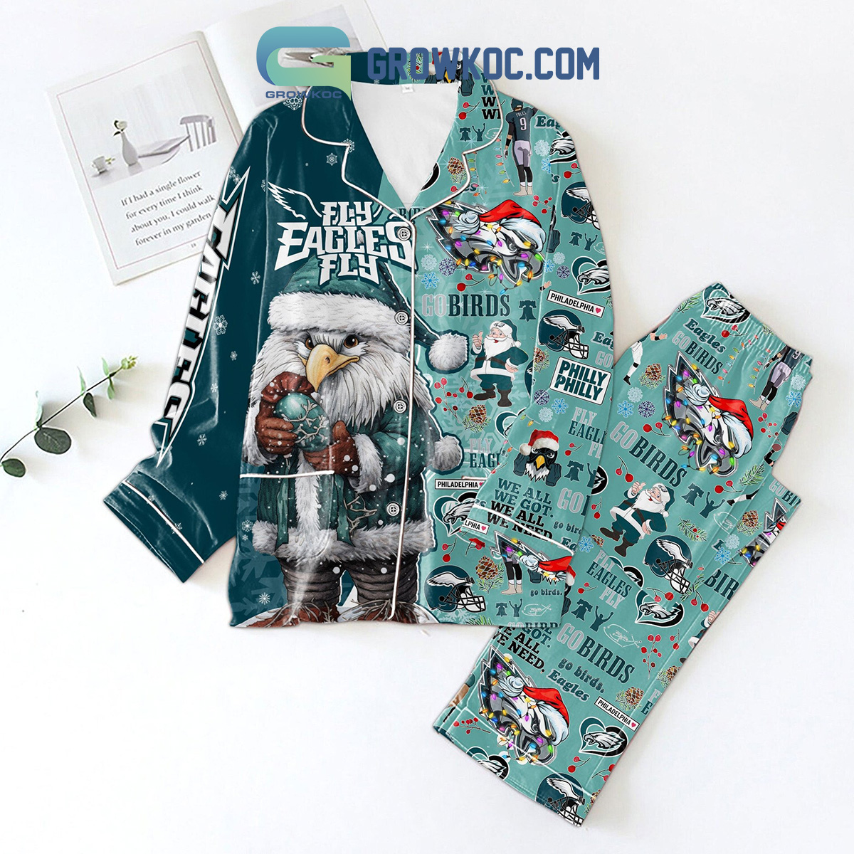Fly Eagles Fly Go Birds Pajamas Set NVA – Designfullprint
