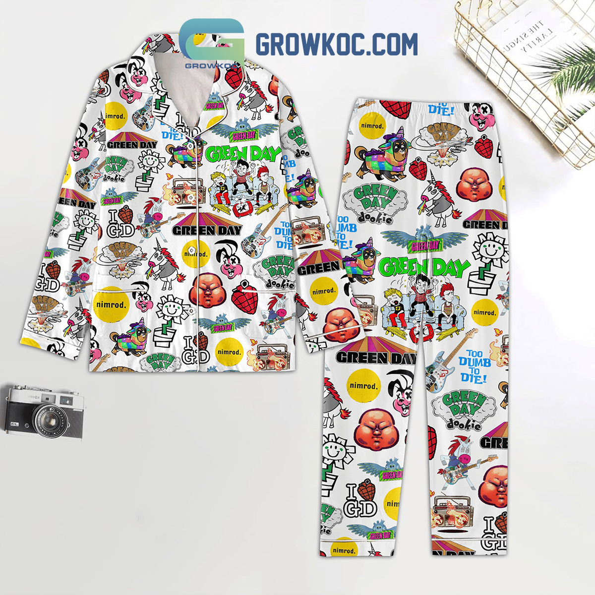 Green Day Too Dumb To Die Fan Pyjama Pajamas Set NVA – Designfullprint