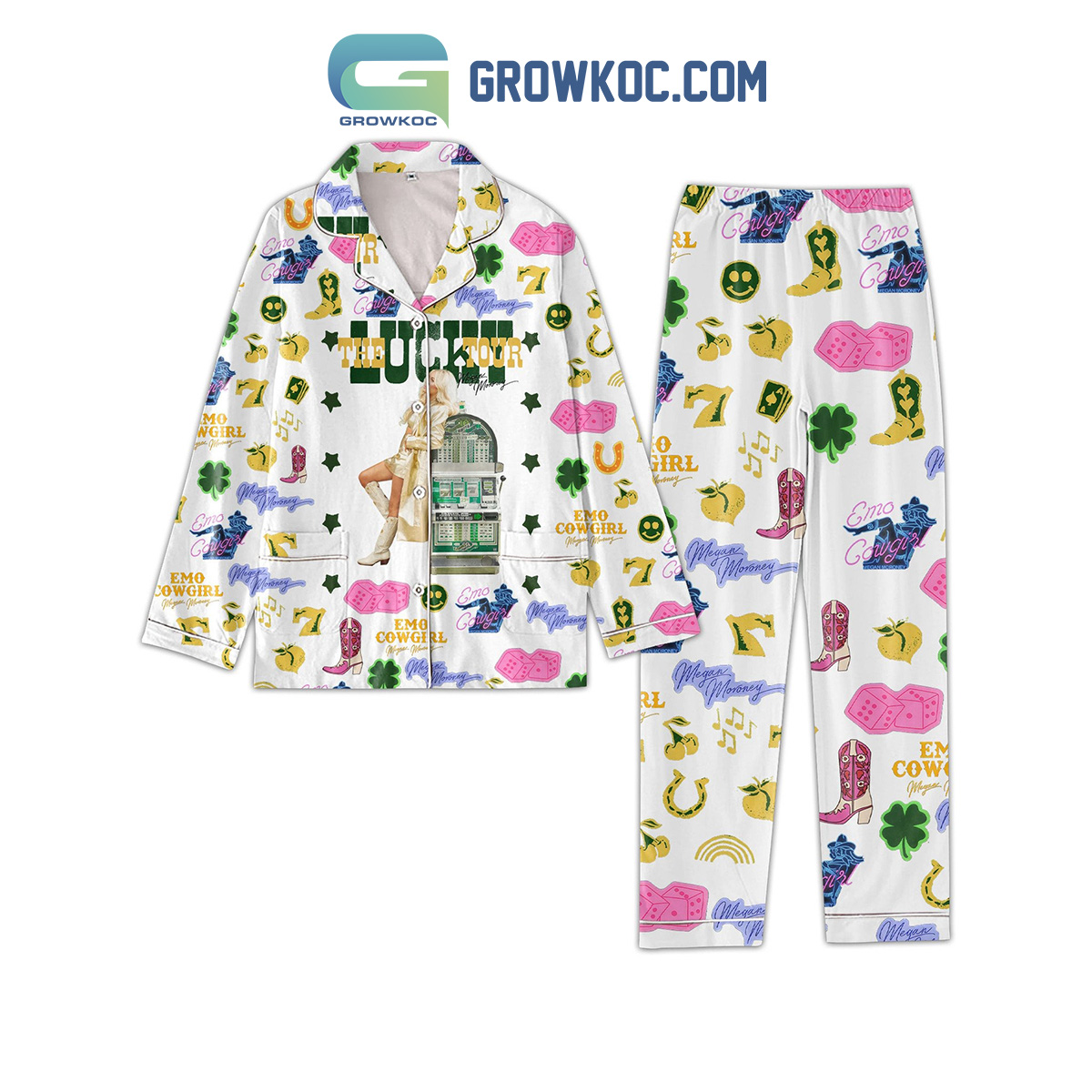 Megan Moroney The Lucky Tour Emo Cowgirl Pajamas Set NVA – Designfullprint