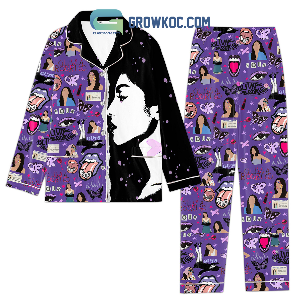 Olivia Rodrigo Sour Pyjama Pajamas Set NVA Purple Design – Designfullprint