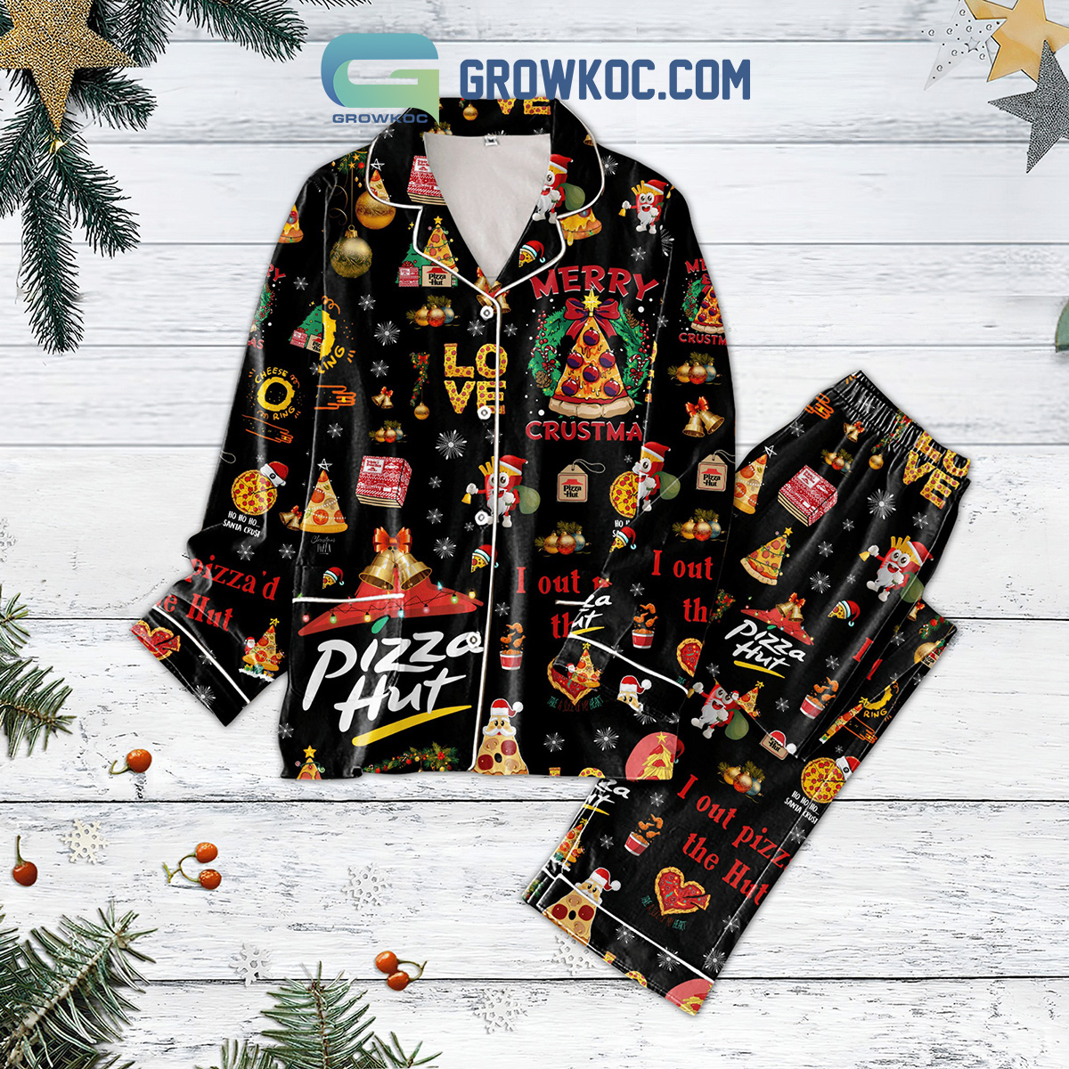 Pizza Hut Merry Crustmas Pyjama Pajamas Set NVA – Designfullprint