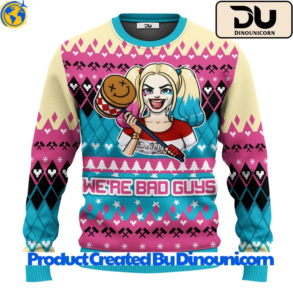 Harley Quinn Ugly Sweatshirt, Christmas Gift Ugly Sweater NVA – Designfullprint