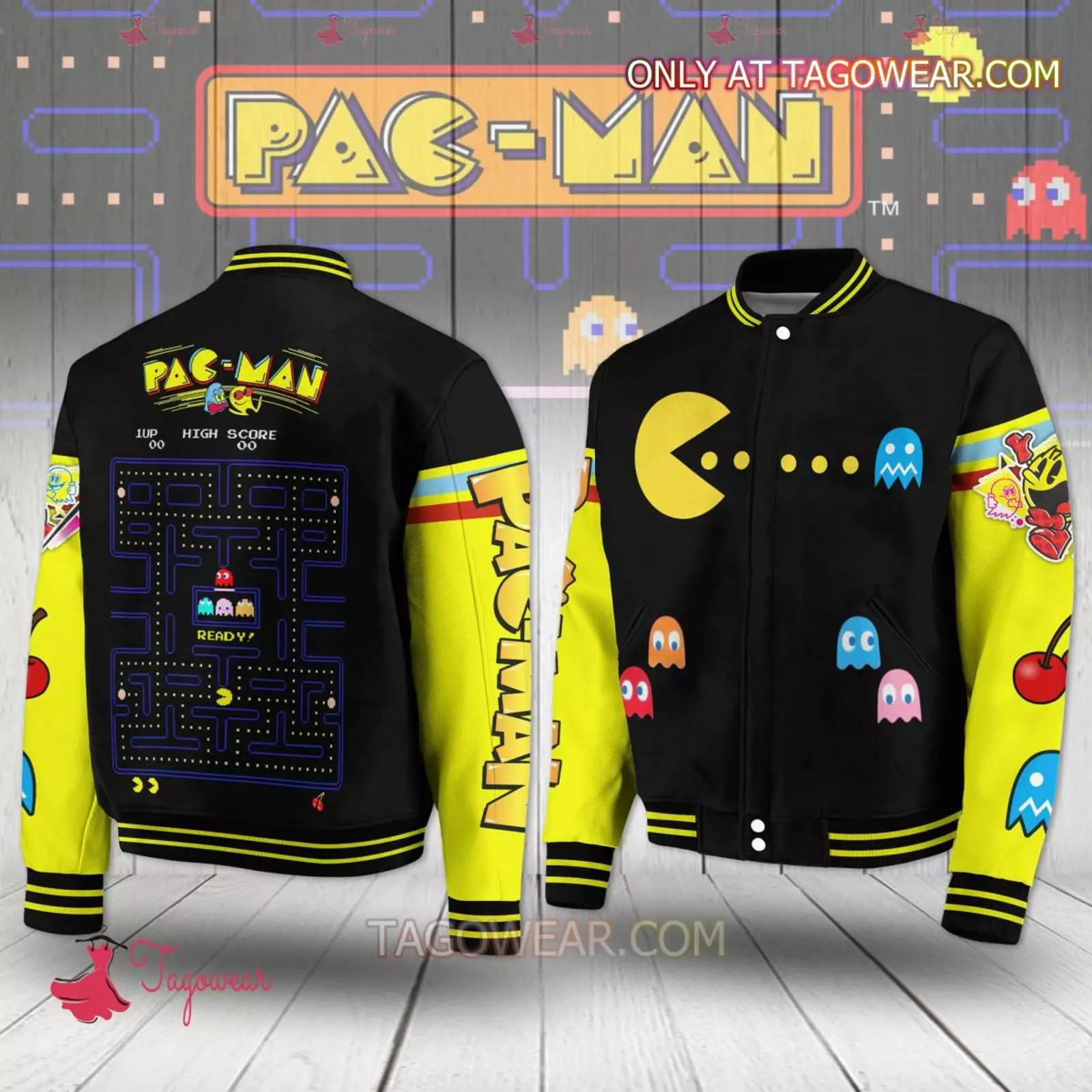 Pac man Game HFN Baseball Jacket – Designfullprint