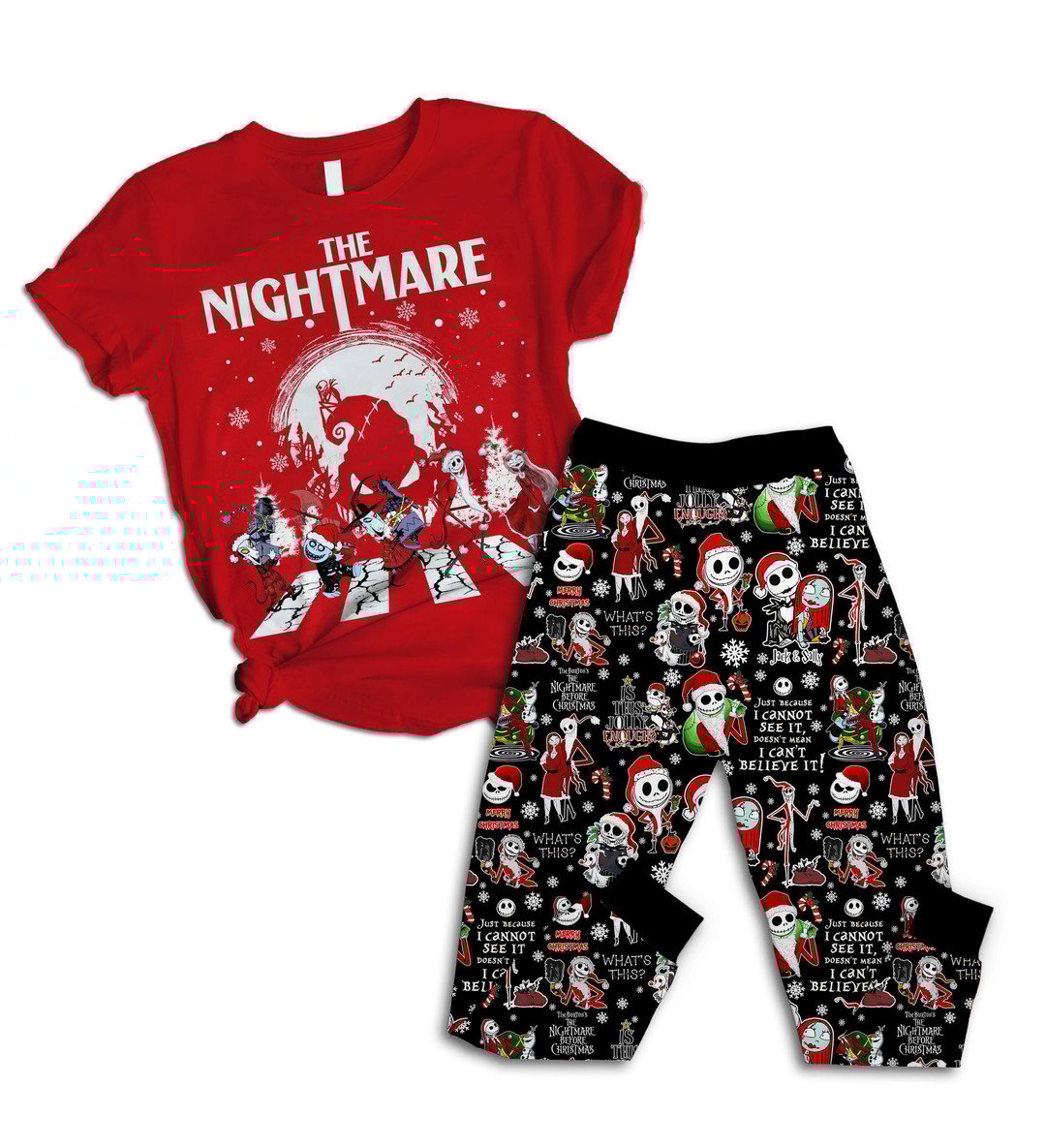 The Nightmare Before Christmas Xmas Street 2024 Fleece Pajamas Set ...