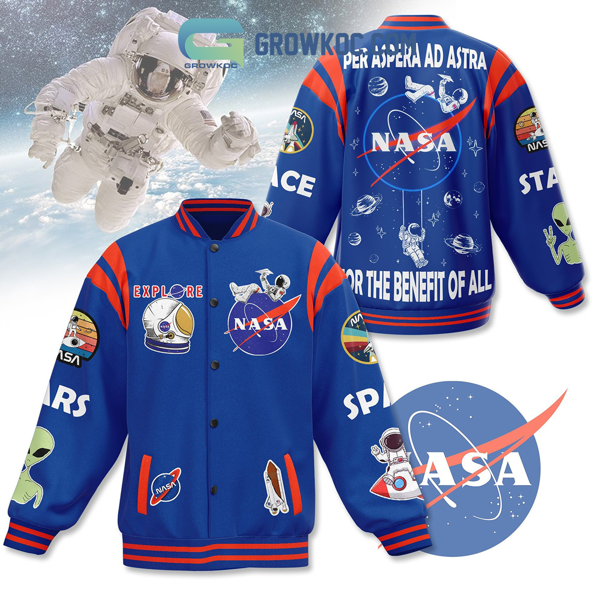 NASA Explore Mars Aliens Baseball Jacket Bomber Jacket NVA Varsity ...