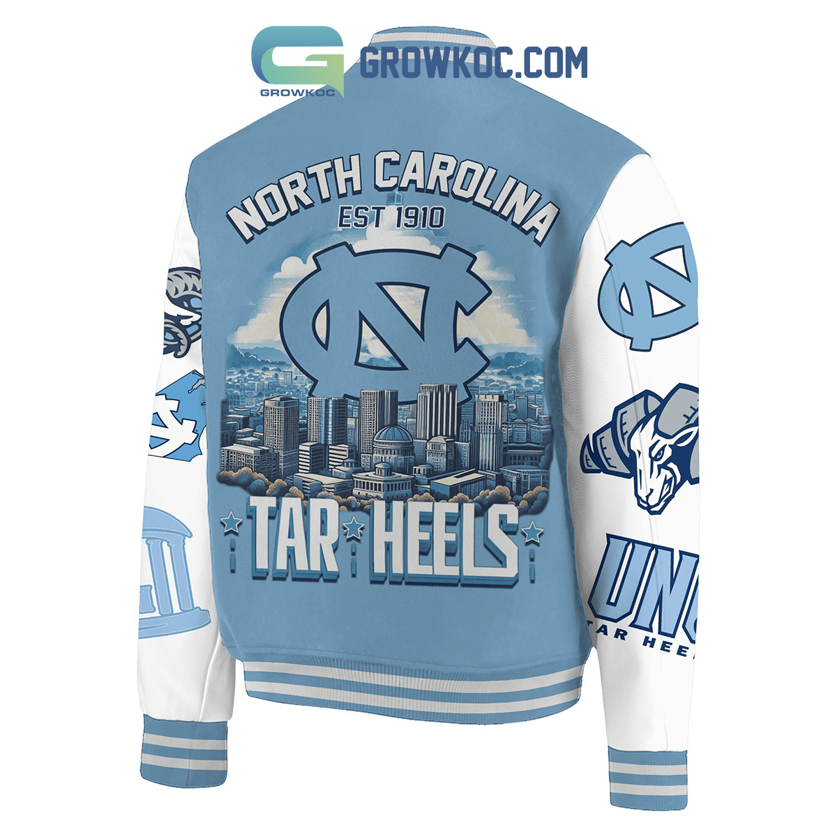 North Carolina Tar Heels UNC Est 1910 Baseball Jacket NVA Varsity ...