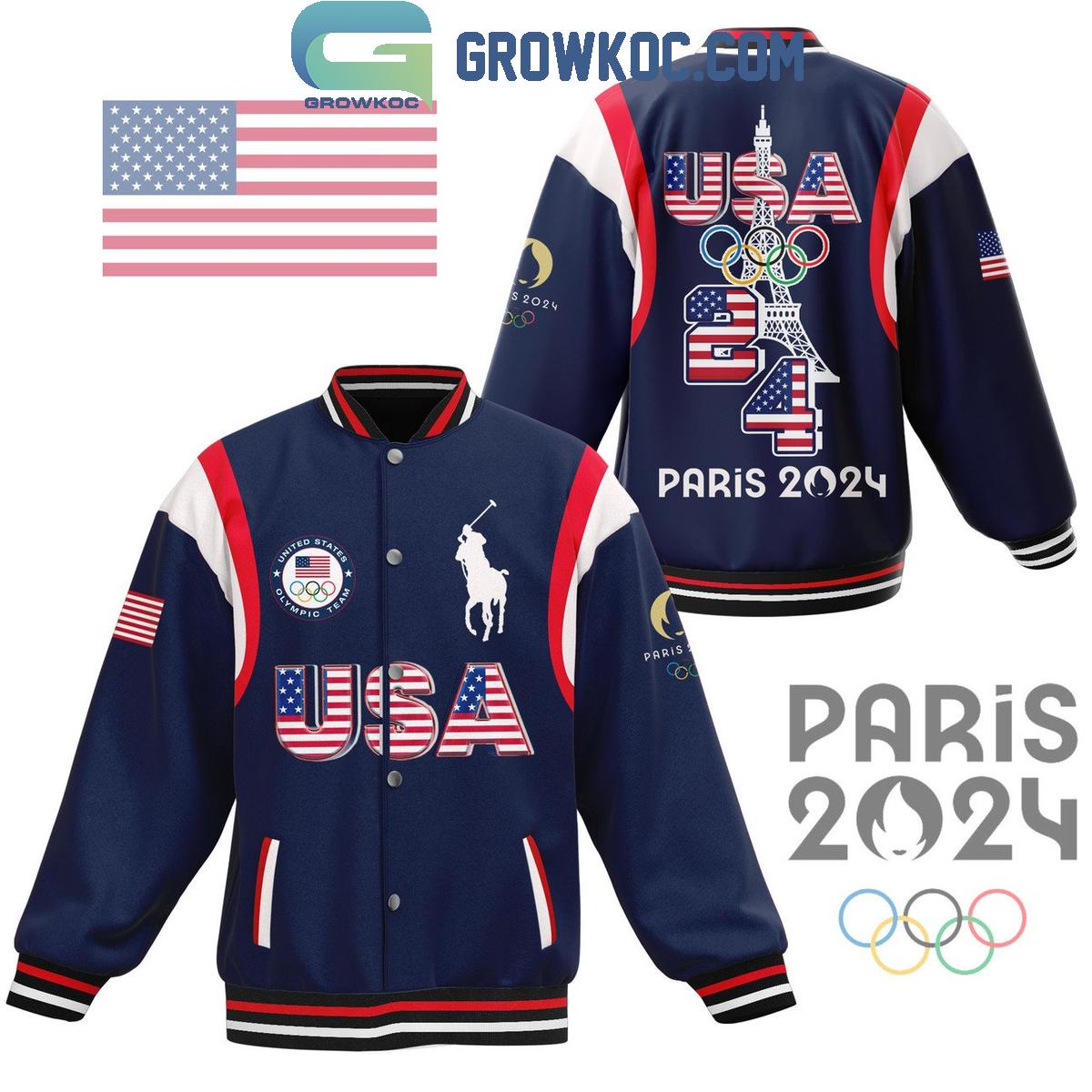 Olympic Paris 2024 Team USA Lucky Charm Baseball Jacket NVA Varsity ...