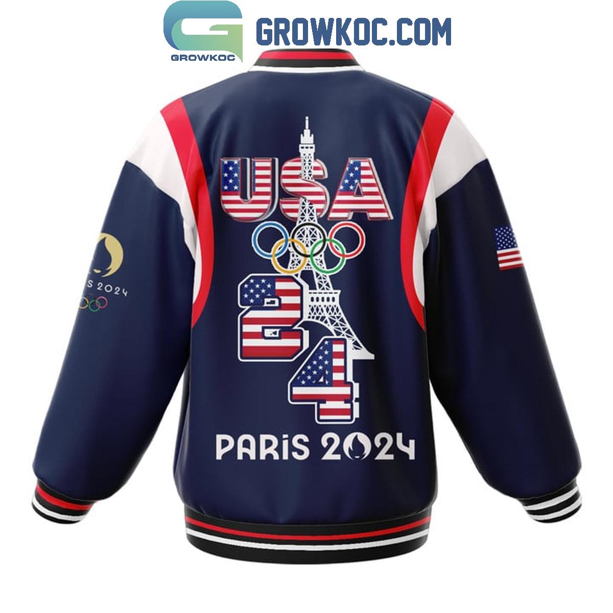 Olympic Paris 2024 Team USA Lucky Charm Baseball Jacket NVA Varsity ...
