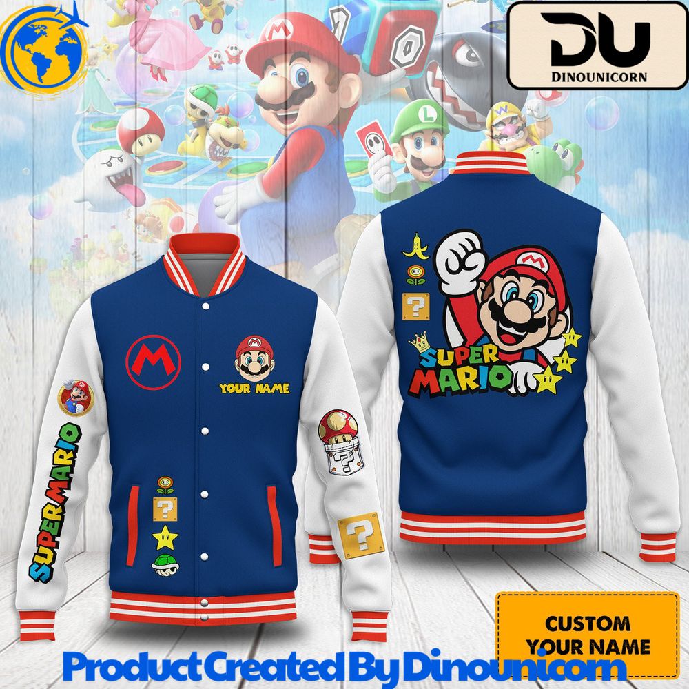 Super Mario Baseball Jacket Bomber Jacket NVA Varsity Jacket For Kid ...