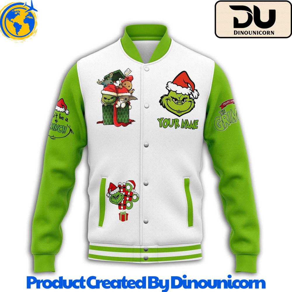 The Grinch Baseball Jacket Bomber Jacket NVA Varsity Jacket For Kid ...