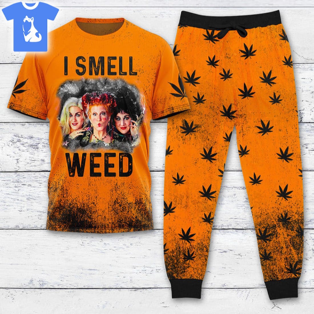 Hocus Pocus I Smell Weed Orange Pajamas Set HG – Designfullprint