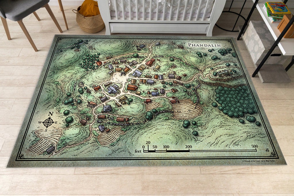 Dungeons Dragons Rug Phandalin Map DND Map Rug Game Map Boys Room Decor ...