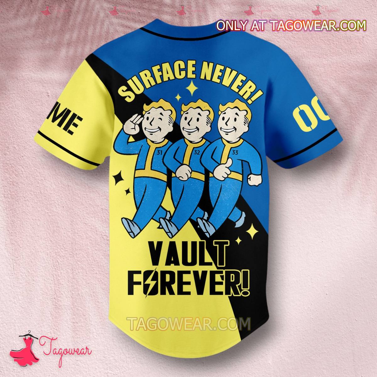 Fallout Surface Never Vault Forever Personalized HFN Adult And Kid Baseball Jersey – Designfullprint