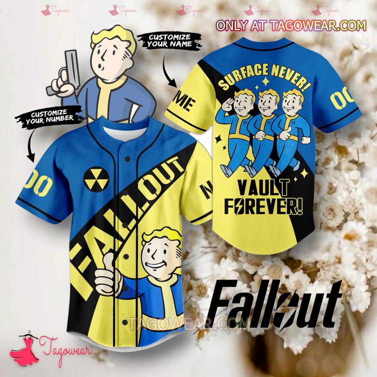 Fallout Surface Never Vault Forever Personalized HFN Adult And Kid Baseball Jersey – Designfullprint