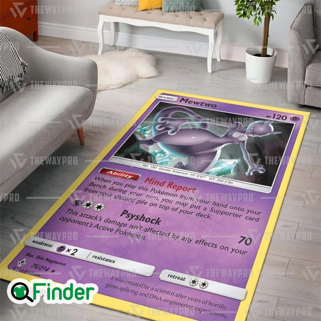Pokemon Trading Card Basic Legendary Mewtwo Custom Rug HG – Designfullprint