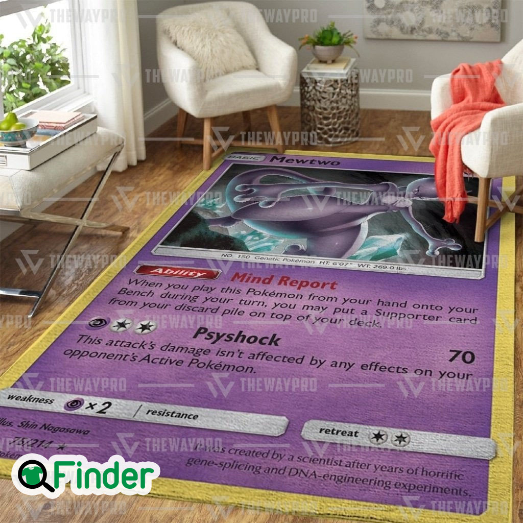 Pokemon Trading Card Basic Legendary Mewtwo Custom Rug HG – Designfullprint