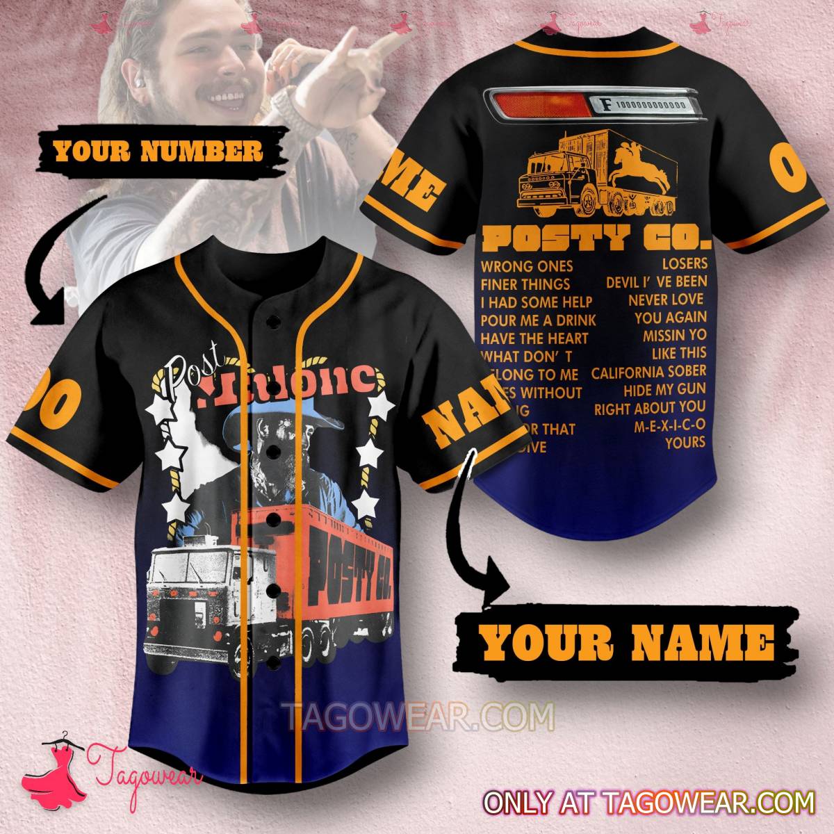 Post Malone Posty Co. F1 Trillion Tour Personalized HFN Adult And Kid ...